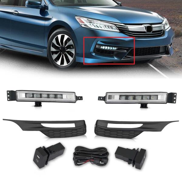 商品名:  KARPAL LED Fog Lights Bumper Lamps+Wiring+Switch Fit for 2016 2017 Honda Accord Sedan 4Dr Include Blubsブランド: KARPA...