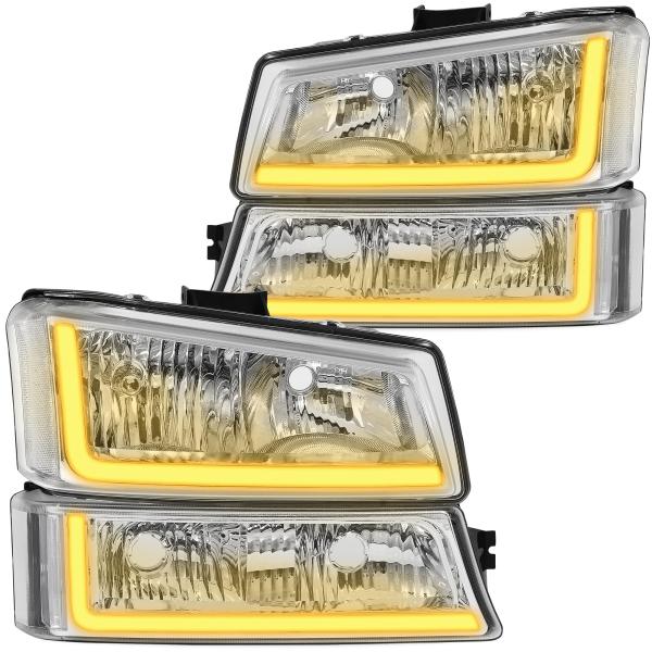 商品名:  Jenuo No-Fogging Headlight Assembly W/LED DRL Sequential Turn Light Compatible With 03 04 05 06 Chevy Silverado Av...