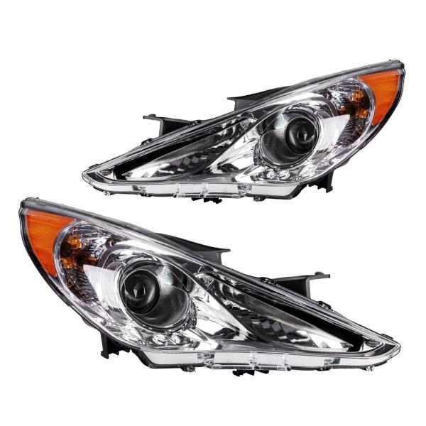 商品名:  PHILTOP Headlamp Headlight Assembly,Replacement for 2011-2014 Sonata(except Hybrid),Chrome Housing Amber Reflector...