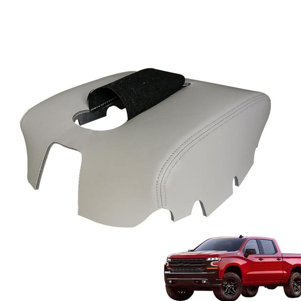 商品名: Areeyils センターコンソールアームレストカバー 交換用 シボレー シルバラード 1500 アクセサリー GMC シエラ 2500 3500 2014 2015 2016 2017 2018、グレーPUレザーミドルコンソール...