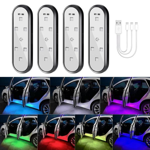 商品名:  CARFIB Car Door Lights LED 7 Color Projector Lights Magnetic Sensing Welcome Door Sill Courtesy Projection Recharg...