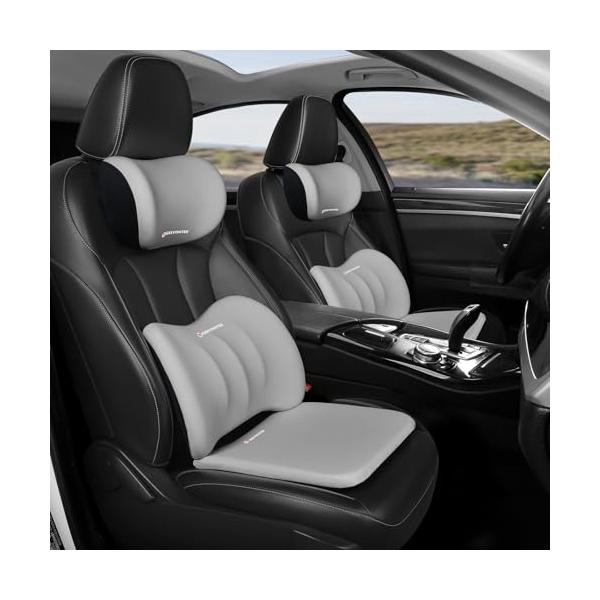 商品名:  GEEYONTEK Car Seat Cushion with Neck Pillow &amp; Lumbar Support Back Sciatica Tailbone Pain Relief Car Pillows Er...