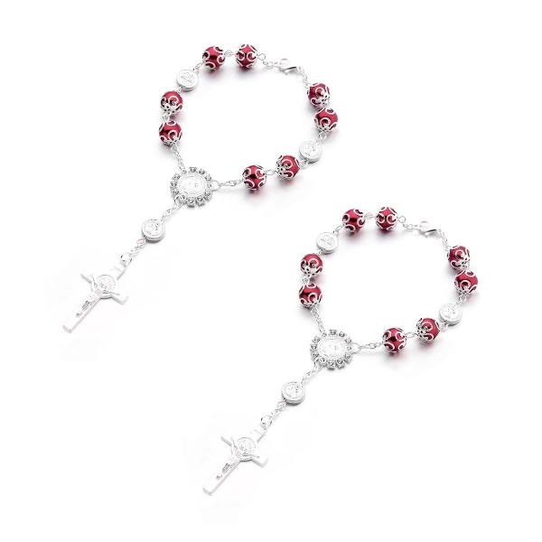 商品名: Sylvil 2個 カーロザリオ バックミラー用 パーソナライズ Blessing Auto Backview Mirror カトリックペダント、ミラーデコレーション用ロザリオハンギングビーズ、カーアクセサリー(レッド) Sylv...