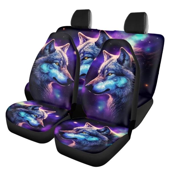 商品名:  Bulopur Blue Purple Wolf Galaxy Star Pattern Car Seat Covers, 4 PCS Automobile Front Seat Protectors Rear Split Be...