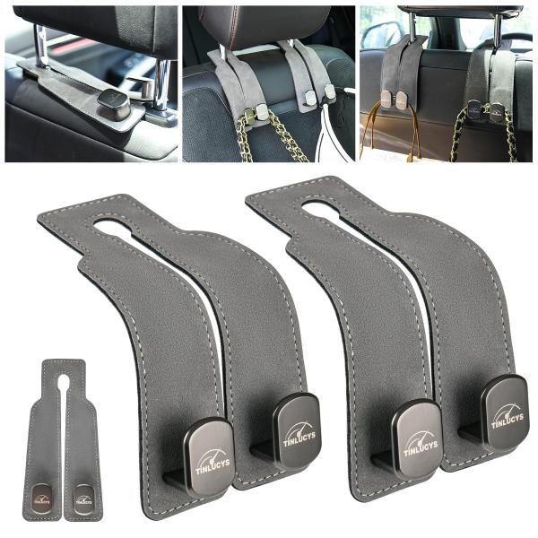 商品名: Tinlucys カーシートヘッドレストフック 2個パック ユニバーサル車用ハンドバッグフック 車用バッグホルダーフック ハンドバッグ スエードパース コート カーアクセサリー用 グレー Tinlucys Car Seat Hea...