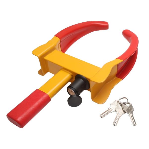 商品名: MaySpare ユニバーサルホイールロック ヘビーデューティータイヤロック 自動車盗難防止ロック 車 SUV バイク ゴルフカート用 明るい色で抑止力 3つのロック付き(イエローレッド) MaySpare Universal W...