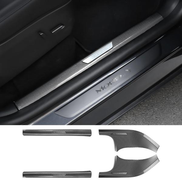 商品名: Bercicci 4ピース 内装ドア敷居プロテクター Tesla Model Y 2021 2022 2023 2024 アクセサリー カーボンファイバーABS素材 リアドア カーペダル キック保護 (7ステーターには適合しません...