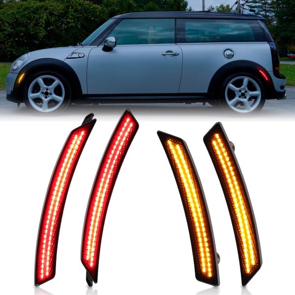 商品名:  Amber ＆ Red Led Side Marker Light Kit for MINI Cooper R55 R56 R57 R58 R59 R60 R61, Smoked Lens Front Rear Bumper F...