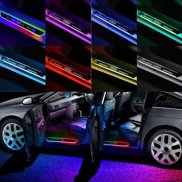 商品名:  Custom Led Door Sills for Car with Logo Text,Wiring-Free Car Door Sills Led Magnetic,7 Colors/28 Modes,Auto-Sensin...