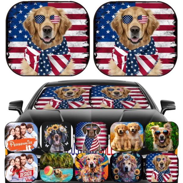 商品名: Maizi 面白い車用サンシェード フロントガラス用 2パック ユニバーサルフィット フロントガラス用サンシールドデザイン 犬 ペット オーストラリアンシェパード 子犬 ほとんどのクーペ セダン ワゴン バンに適合 米国製 Mai...