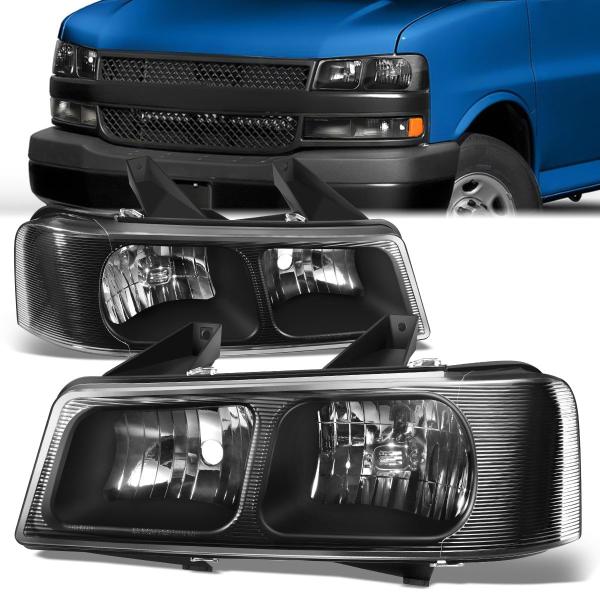 商品名:  D SOLUTIONS Headlights Assembly Compatible with 03-24 GMC Savana Chevy Express 1500 2500 3500 4500 Left Right Repl...