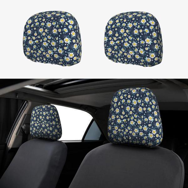 商品名:  Headrest Covers for Cars Accessories Interior for Women Men 2Pcs - Daisy Floral B Head Rest Cover for Car Decor, C...
