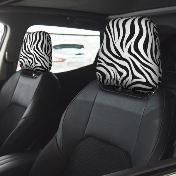 商品名:  Edafol White Black Zebra Print Pattern Car Headrest Covers Set of 2 Universal Automotive Seat Head Rest Cover Acce...