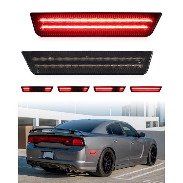 商品名:  PWOBVZ Dynamic Red LED Rear Side Marker Lights for 2008-2014 Dodge Challenger &amp; 2011-2014 Charger, Smoked Lens...