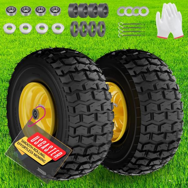 商品名:  USCaster 16x6.50-8 Tire and Wheel Assembly (2-Pack),Tubeless Lawn Mower Tires and Wheel - With 3" Offset Hub and 3...