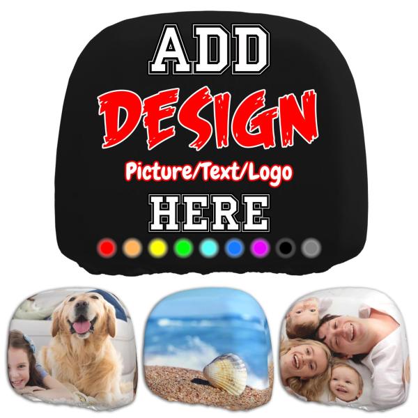 商品名: Xuzian カスタムヘッドレストカバー 車用 パーソナライズ カーシートカバー 写真を追加 テキスト ロゴ ソフト 通気性 伸縮性 SUV用カーアクセサリー (4) Xuzian Custom Headrest Covers f...