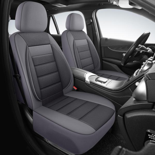 商品名: HChengkikz スポーツレザーシートカバー 通気性があり快適な3Dフォームクッションサポートカーシートカバー 車、セダン、SUV、バン、トラックにユニバーサルフィット (フロントシート、グレー) HChengkikz 3D ...
