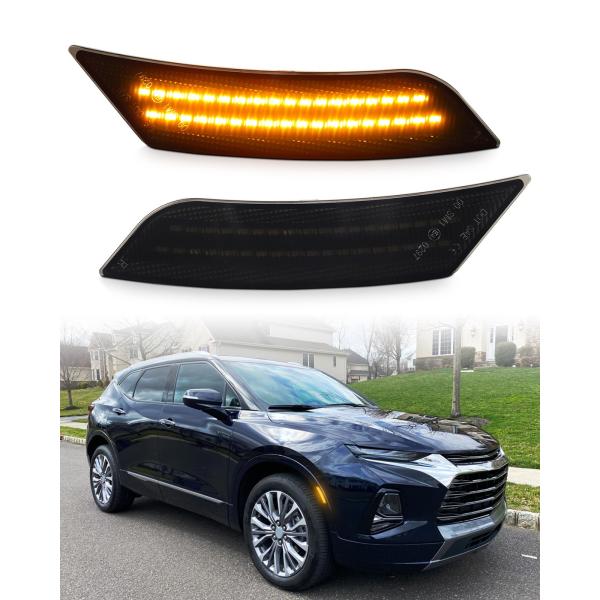 商品名:  Smoked Lens Full Led Bumper Side Marker Lights for Chevy Blazer 2019-2023, for Cadillac XT5 2017-2024, for Cadilla...