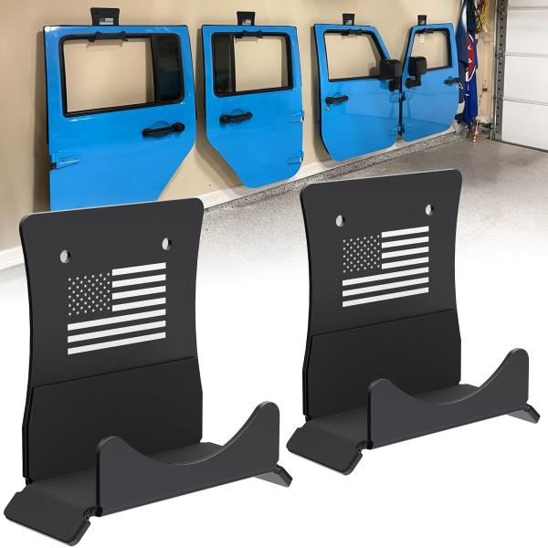 商品名: ForoGore 2パック ドア収納ハンガーブラケット 壁取り付けドアホルダー 収納ラック アメリカ国旗柄 1956-2024 ジープ ラングラー CJ YJ TJ JK JKU JL JLU LJ JT 対応 ForoGore ...