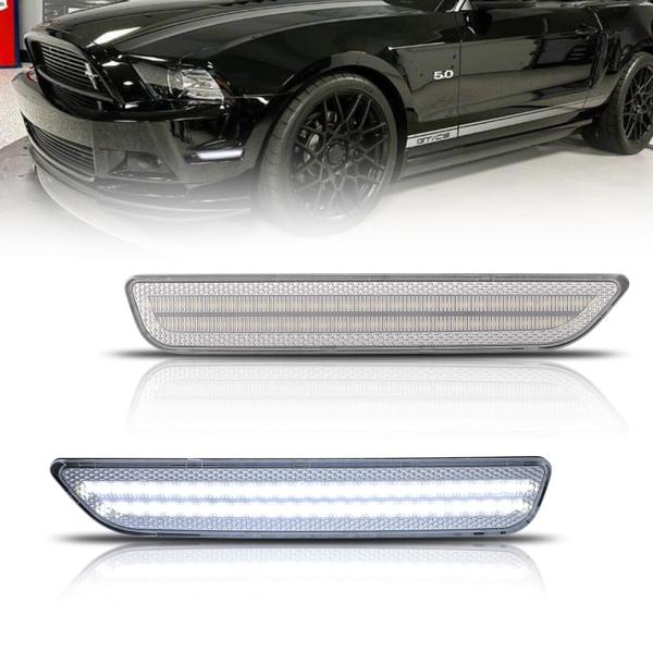 商品名:  OFFKAT Front Fender LED Side Marker Lights for Fo-rd Mus-tang 2010-2014, Mus-tang Clear Lens Side Bumper Marker La...