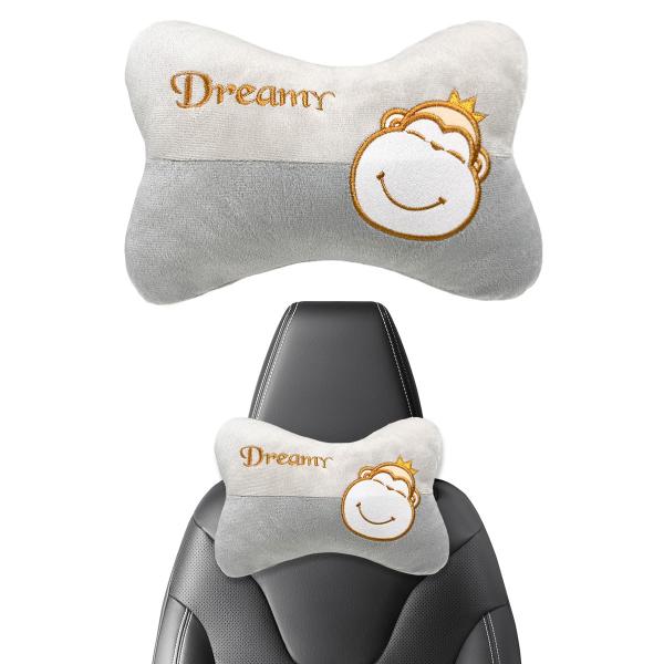 商品名: Gasedin 2個 かわいいシートネックピロー 車用 カートゥーン ヘッドレスト ネックサポート クッション 伸縮性ストラップ付き 快適 ソフト フラシ天 ヘッドレストピロー ホームオフィス用 カーアクセサリー (ドリームモンキ...