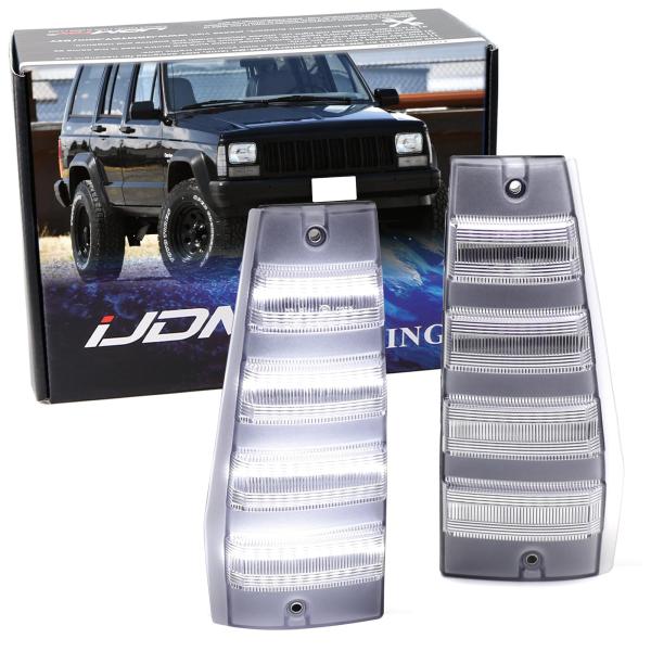 商品名: iJDMTOY セミクリアレンズ ホワイト クアッドストリップ フルLED フロント垂直サイドマーカー ライトキット Jeep 1984-1996 チェロキー、86-92 Comanche、84-90 Wagoneerに対応 iJ...
