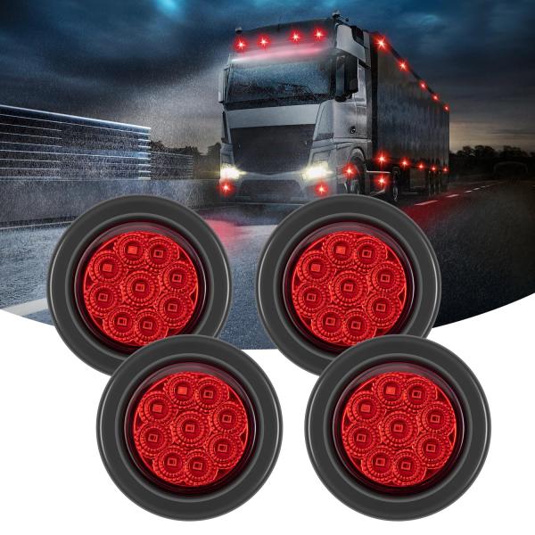 商品名:  FXC 4Pack 2 Inch Round Truck Trailer LED Side Marker Clearance Lights 9 Diodes with Reflectors Waterproof 12V Side...