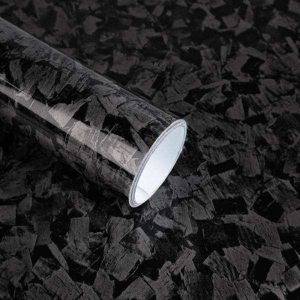 商品名: Lypumso ブラック高光沢鍛造カーボンファイバービニールラップ、DIY用カーラップビニールロール、自動内装および外装用エアリリーステクノロジー付き自己粘着ステッカー 1フィート×5フィート チョップドカーボン Lypumso ...