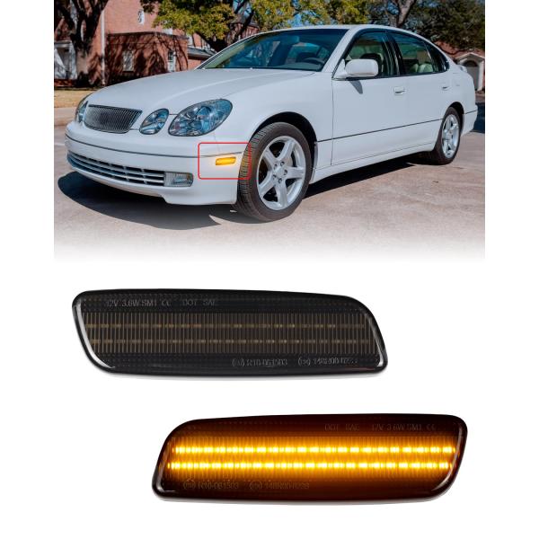 商品名:  Amber Led Side Marker Lights for Lexus IS300 LS400 GS300 GS400 GS430 Toyota Prius Scion xA Smoked Lens Front Bumpe...