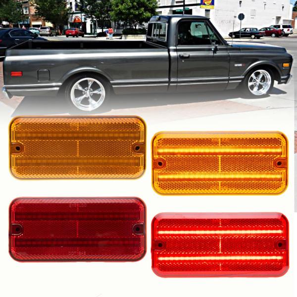 商品名:  4pcs LED Front Amber Rear Red Side Marker Lights for G1500 G2500 G3500 G10 G20 G30 1985-1996/P-series P20 P30 Step...