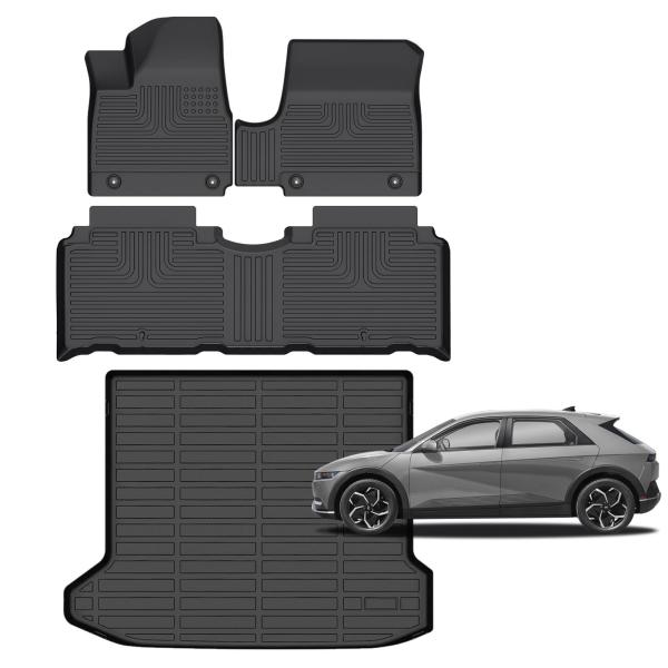 商品名: Norand for Hyundai loniq 5 フロアマット 2024 2023 2022 移動不可能 センターコンソール、ヒュンダイ トロニック5用カーマット 全天候型フロアマット カーゴライナーアクセサリー 2022-2...