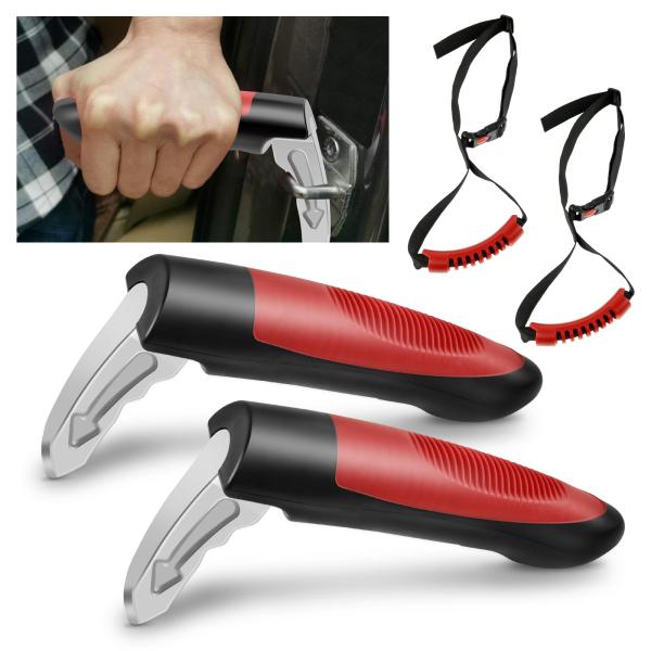 商品名: LYIYEYAN 2個 車のドアアシストハンドル 3イン1 車両サポートハンドル シートベルトカッター ウィンドウブレーカー ポータブル自動車用ハンドルアシスト 高齢者用 緊急用ツール (レッド) LYIYEYAN 2Pcs Ca...