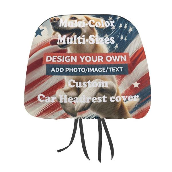 商品名:  Custom Vehicle Head Rest Cover Personalized Car Seat Headrest Covers Design Your Own Add Photo/Picture/Text for Au...