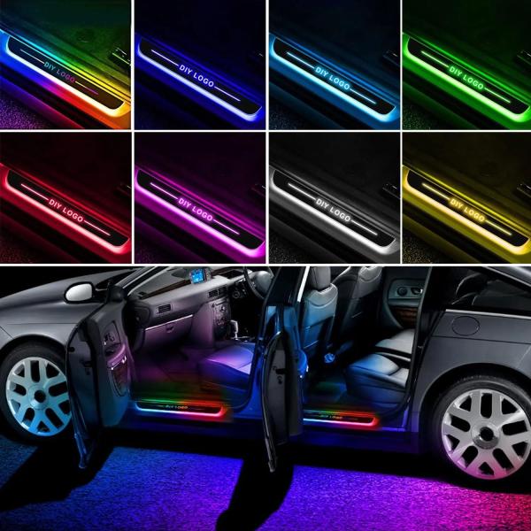 商品名:  Led Door Sills for Car, Custom Logo Or Text Car Door Sills Led Magnetic, 7 Colors/28 Change Modes Car Door Welcome...