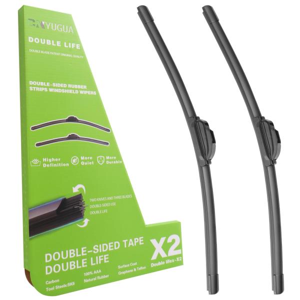 商品名:  CXYUGUA All-Seasons Windshield Wiper Blades Replacement 20" + 20" Wiper Blade Set (U/J HOOK), Quiet and Efficient ...
