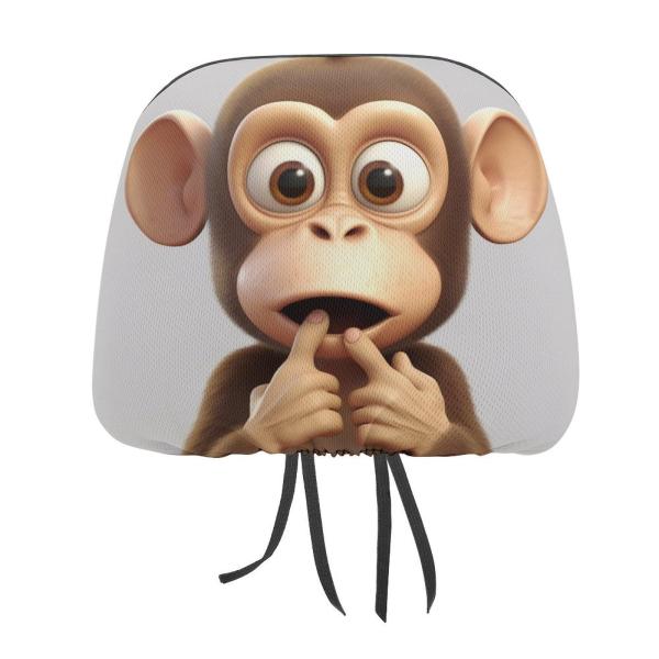 商品名:  NQLYUT Car Headrest Cover 2 Pcs Car Seat Headrest Covers The Silent Monkey Headrest Covers for Car Personalized Ca...