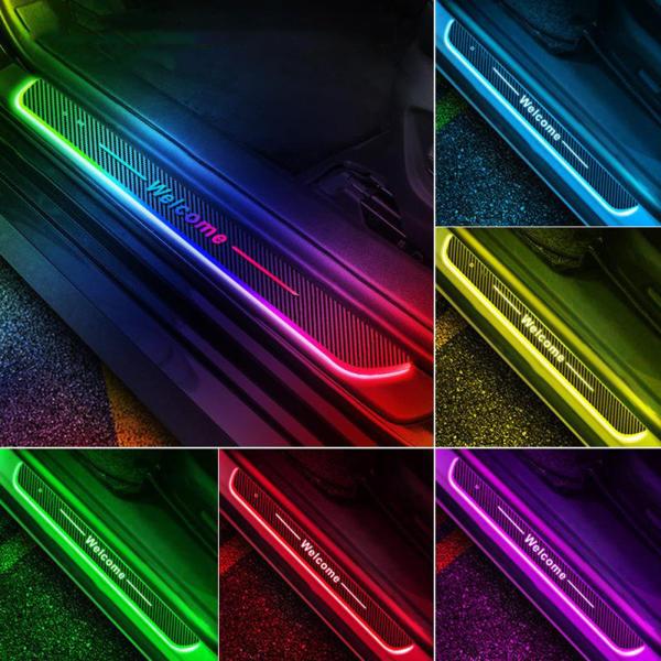 商品名:  2 Pcs Custom Magnetic Led Door Sill Lights with Logo or Text,Wiring-Free Carbon Fiber Pattern Car Courtesy Welcome...