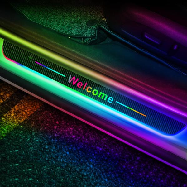 商品名:  2 Pcs Custom Magnetic Led Door Sill Lights,Custom Logo or Text Wiring-Free Carbon Fiber Pattern Car Courtesy Welco...