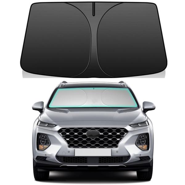 商品名: ヒュンダイ サンタフェ 2019-2023年モデル用フロントガラスサンシェード 折りたたみ式 車のフロントウィンドウサンシェードアクセサリー 240T サンバイザープロテクター 反射カバー 紫外線と太陽の熱をブロック Windsh...