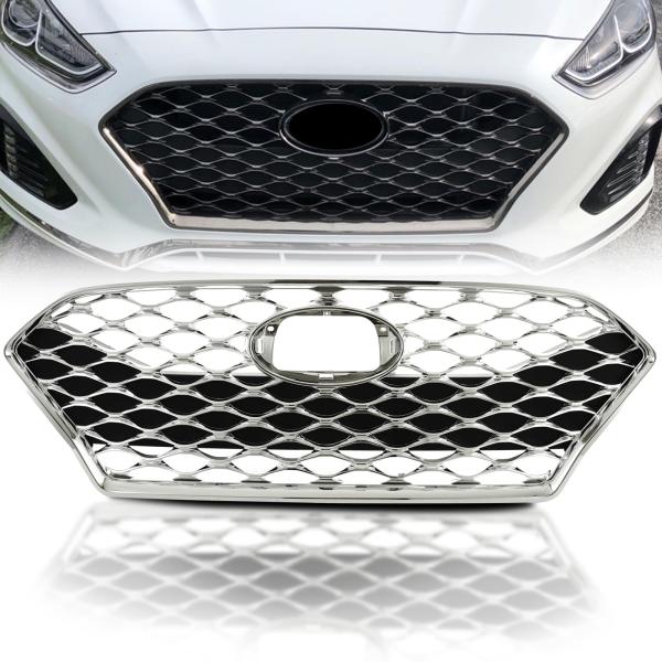 商品名:  Partzer Front Honeycomb Bumper Grille Grill Compatible with 2018 2019 Hyundai Sonata, Replacement for 86350C2AB0ブラ...