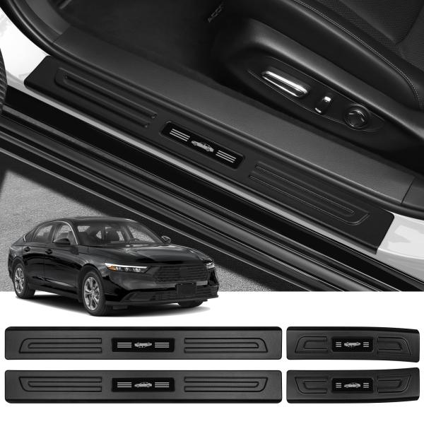 商品名: Bercicci ドアシルプロテクター 4個 ホンダ アコード 2025 2024 2023 2022 2021 2020 2019 2018 アクセサリー マットブラック ABS素材 フロントとリアドア 車のペダル キック保護 ...