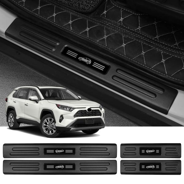 商品名: Bercicci ドアシルプロテクター 4個 トヨタ RAV4 2024 2023 2022 2021 2020 2019 アクセサリー マットブラック ABS素材 フロントとリアドア 車のペダル キック保護 Bercicci 4...