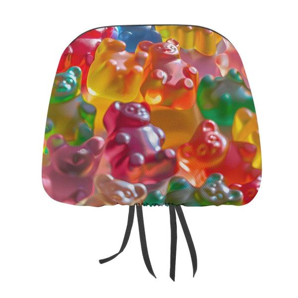 商品名:  Colorful Gummy Bears Cover for Car Seat Funny Printed Decorative Headrest Protector Coversブランド: Generic商品サイズ: 2 PC...