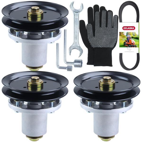 商品名:  GELASKA 3 Pack 607418 Spindle Assembly with 604704 Spindle Pulley 604711 Belt Replaces Hustler 601804 Spindle Asse...