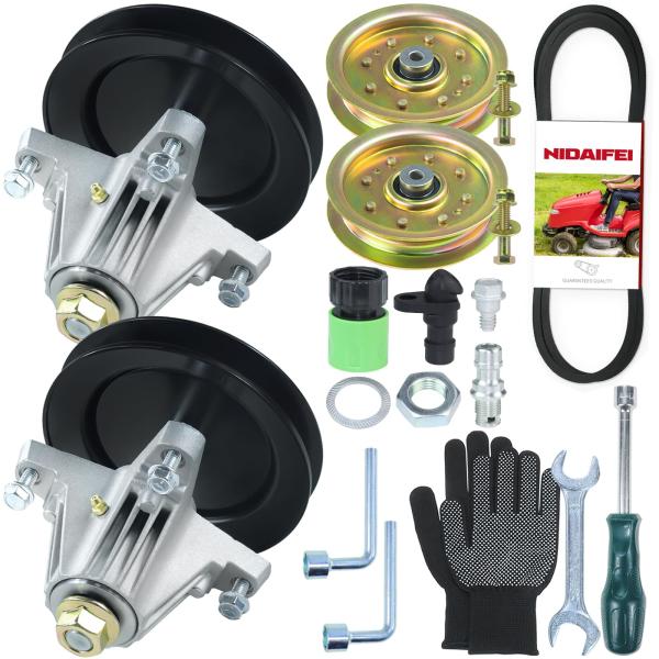 商品名:  NIDAIFEI 2 Pack Greased 918-04822B Spindle Assembly Kit with 756-04129 Pulley 954-04060 Belt 490-900-M061 Deck Was...