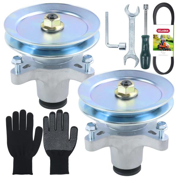 商品名:  GELASKA 2 Pack 121-0751 Spindle Assembly with 125-5574 Spindle Pulley 119-8819 Belt Replaces 139-3214, 117-7267, 1...