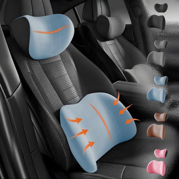 商品名:  Car Headrest &amp; Lumbar Support Cushion, 2025 New Lumbar Support Pillow for Car and Car Neck Pillow Kit, Ergonom...