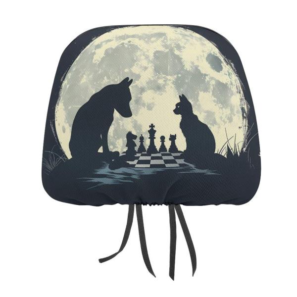 商品名:  Chess Player Chess Board Dog Cat Car Headrest Covers Soft Car Seat Head Rest Protector Automotive Accessories for ...