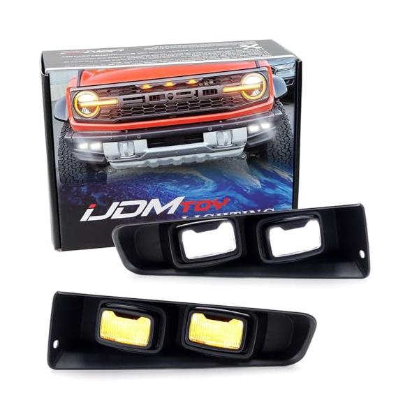 商品名:  iJDMTOY Raptor_Style Dual-Pod White/Amber Switchback LED Daytime Running Light Kit w/Remote Control Option, Compat...