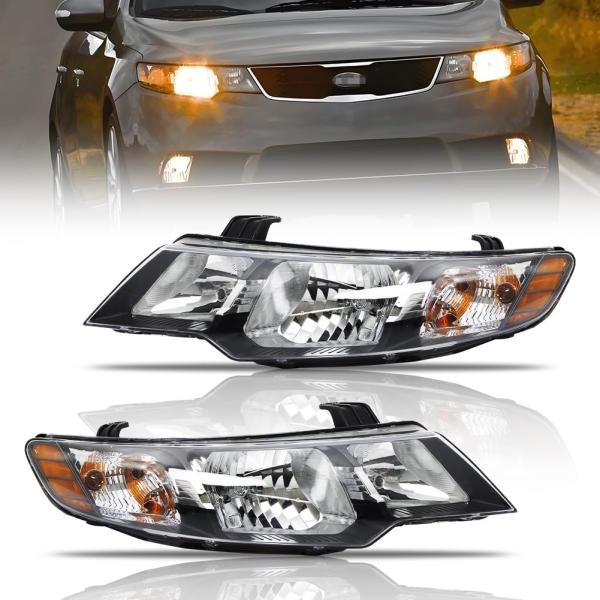 商品名:  OLDANI Headlight Assembly for 2010-2013 Forte, Passenger &amp; Driver Side Halogen Headlamp with Clear Lens Black ...